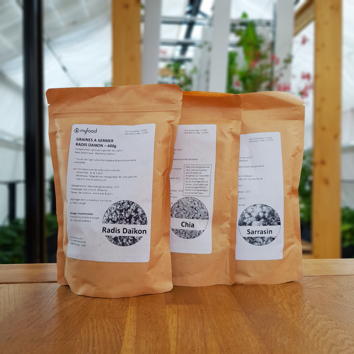 Seeds kit of microgreens - clover, radish Daïkon, buckwheat seeds